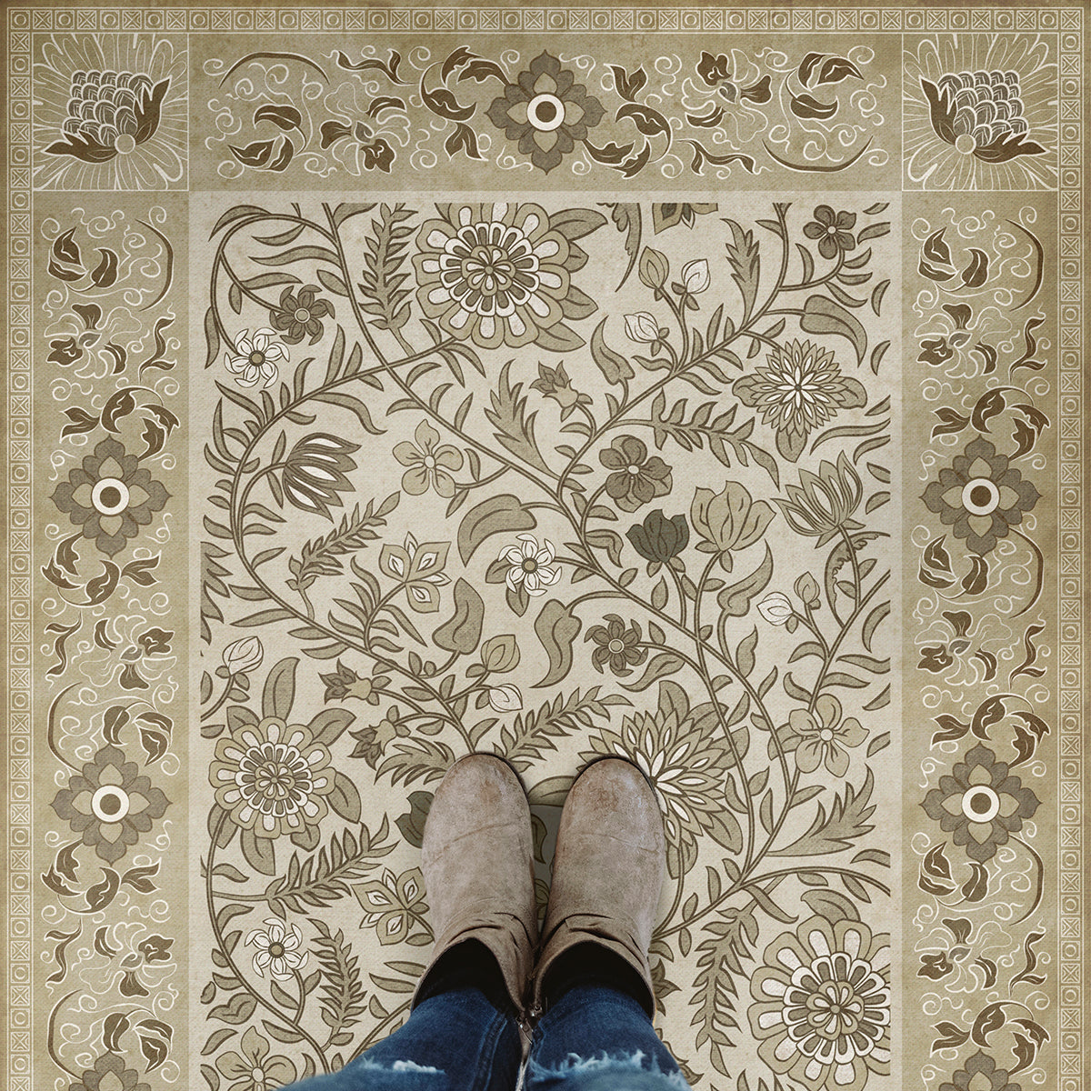 Vintage Vinyl Floorcloth Rug (Williamsburg - Indian Quilt - Ahmedabad ...